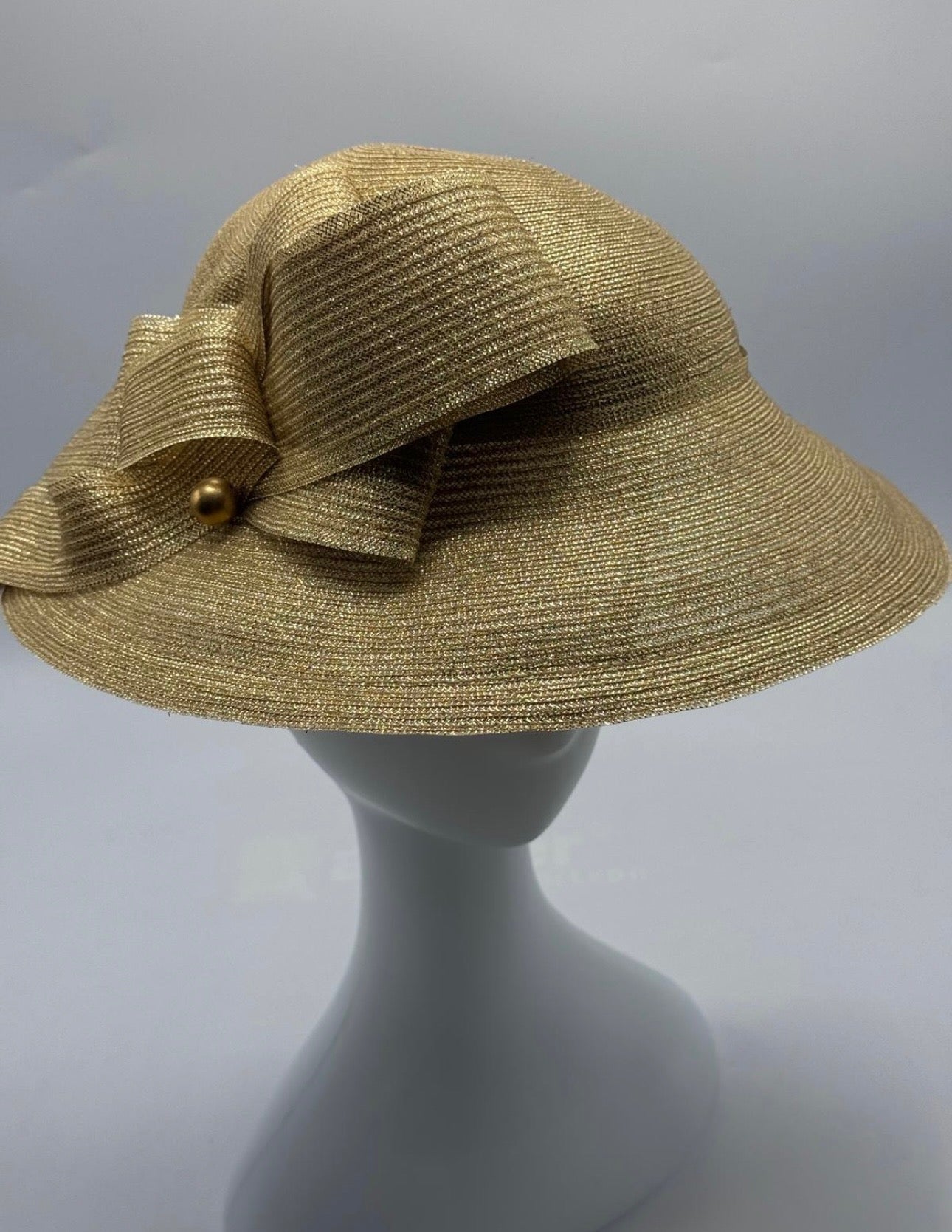 Gold Fascinator with Wide Brim – Sherel's Hats